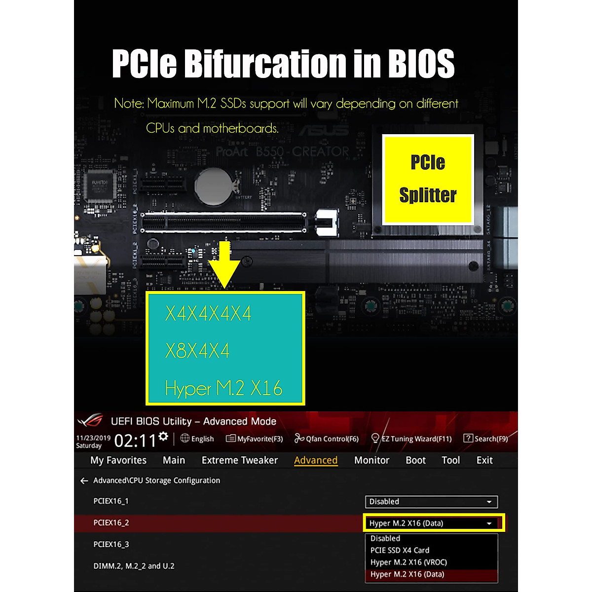 GLOTRENDS PA41 Quad M.2 NVMe to PCIe 4.0 X16 Adapter Without PCIe Bifurcation Function, Support 22110/2280/2260/2242/2230 Size (PCIe Bifurcation Motherboard is Required)