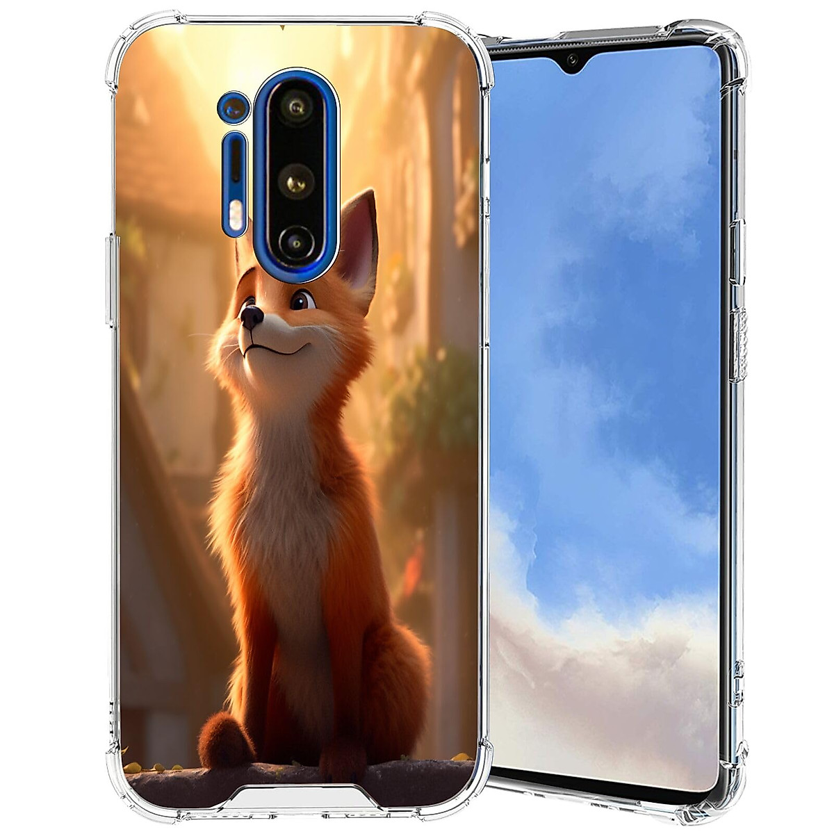 Elgzigok Transparent Case for OnePlus 8 Pro Fox-aa23 Phone Cover Clear Silicone Protective Case for OnePlus 8 Pro Shock-Proof Four Corners Reinforced