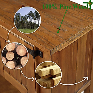 YWUFUART 48" Solid Wood Buffet Sideboard,Farmhouse Console Table with Bottom Shelf,Retro-Style Storage Cabinet for Entryway,Living Room,Dining Room,Kitchen,Brown