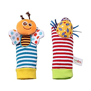 PHREKUDA Sock & Wrist Rattles Toy Set for Babies, Plush Stuffed Rattles for Baby, Rattles for Babies, Rattle for Baby, Newborn Gifts for Boys Girls Infant (4 in 1)