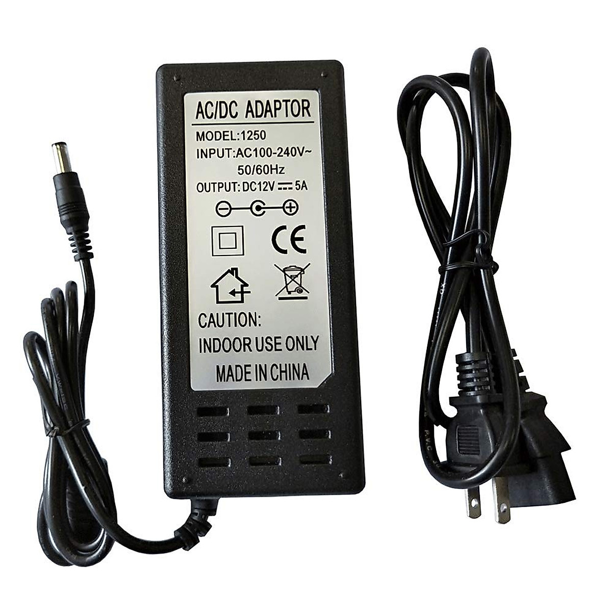 Henxlco DC 12V 5A Power Supply Adapter with 8 Split Power Cable for Security Camera CCTV DVR Surveillance System