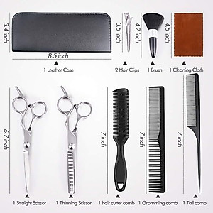 Professional Hair Cutting Scissors Set 11Pcs Haircut Scissors Thinning Shears Multi-Use Haircut Kit Hairdressing Scissors Hair Cutting Shears for Barber Salon Home Hair Shears for Women Men