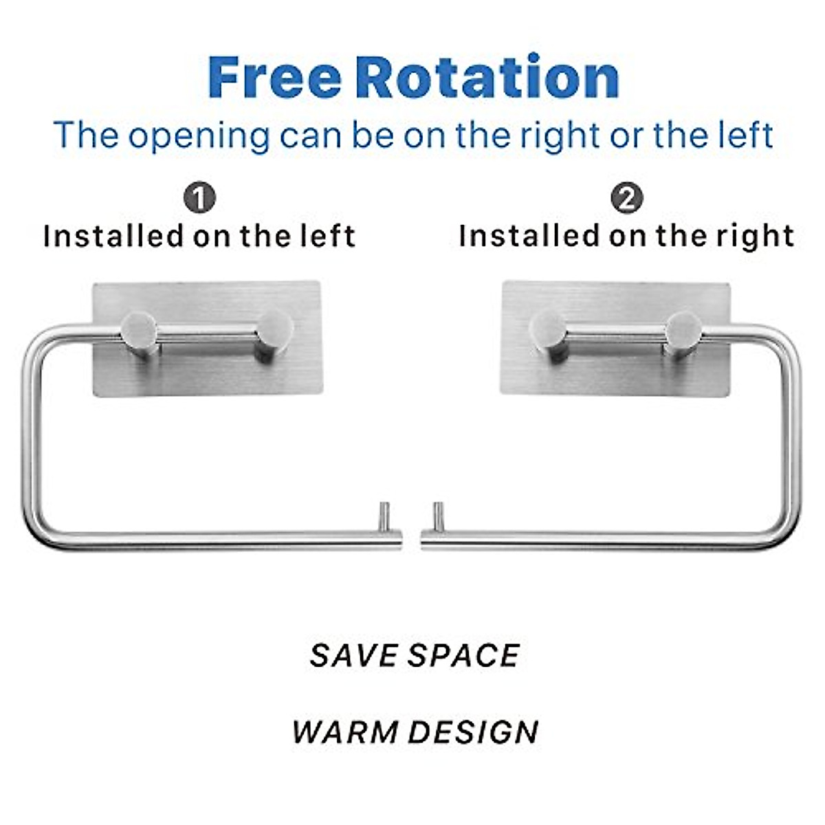 Flexzion Stainless Steel Self Adhesive Toilet Paper Holder Stand - Dispenser Tissue Roll Hanger Towel Storage Wall Mount Rustproof Brushed Finished for Bathroom Kitchen Lavatory Toilet Home (1 Pack)