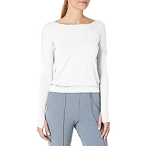 Bestisun Long Sleeve Yoga Tops Loose Backless Yoga Shirts Womens Gym Yoga Clothes Long Sleeve Activewear Tunic Workout Tops for Women Loose fit White M