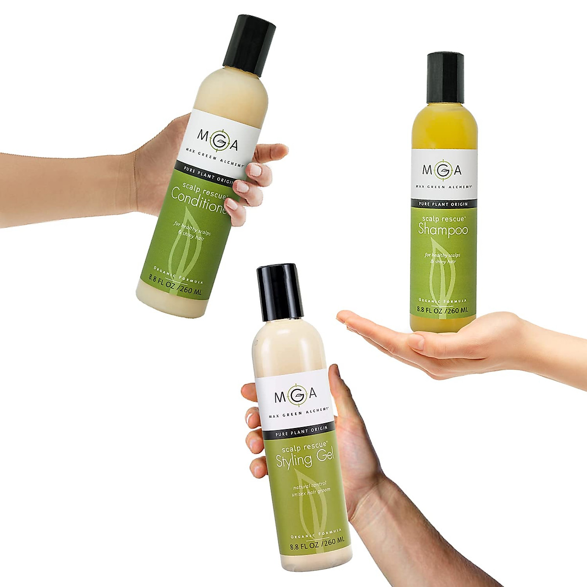 MGA Vegan Hair Conditioner - Organic Formula with Tea Tree for Healthy Hair | Hair Care Product with Natural Herbal Scent | Parabens Silicone & Sulfate Free Conditioner | Unisex | 8.8 Fluid Oz