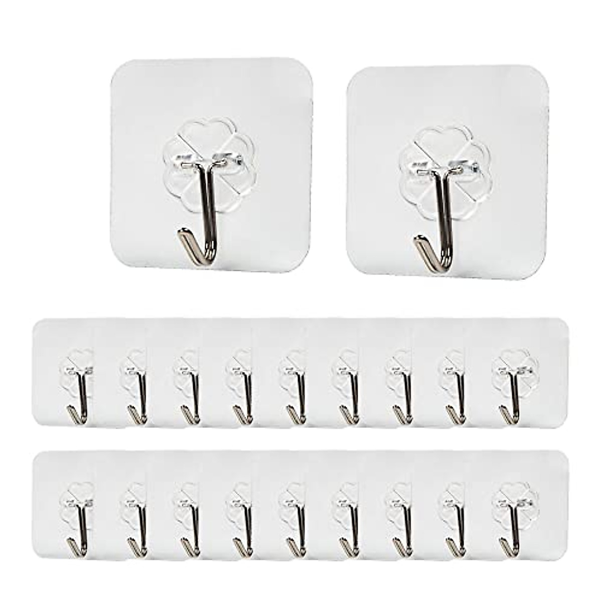 Wall Hooks Transparent Hook Free Nails,Waterproof and Oilproof for Keys Bathroom Shower Outdoor Kitchen Door Home Improvement Sticky Hook 20 Pack