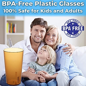 Restaurant Grade, BPA Free 12oz Amber Plastic Cup 24 pk. Break Resistant Drinking Glasses Are Reusable, Stackable and Shatterproof. Best Drink Tumblers for Cafe, Party and Catering Supplies