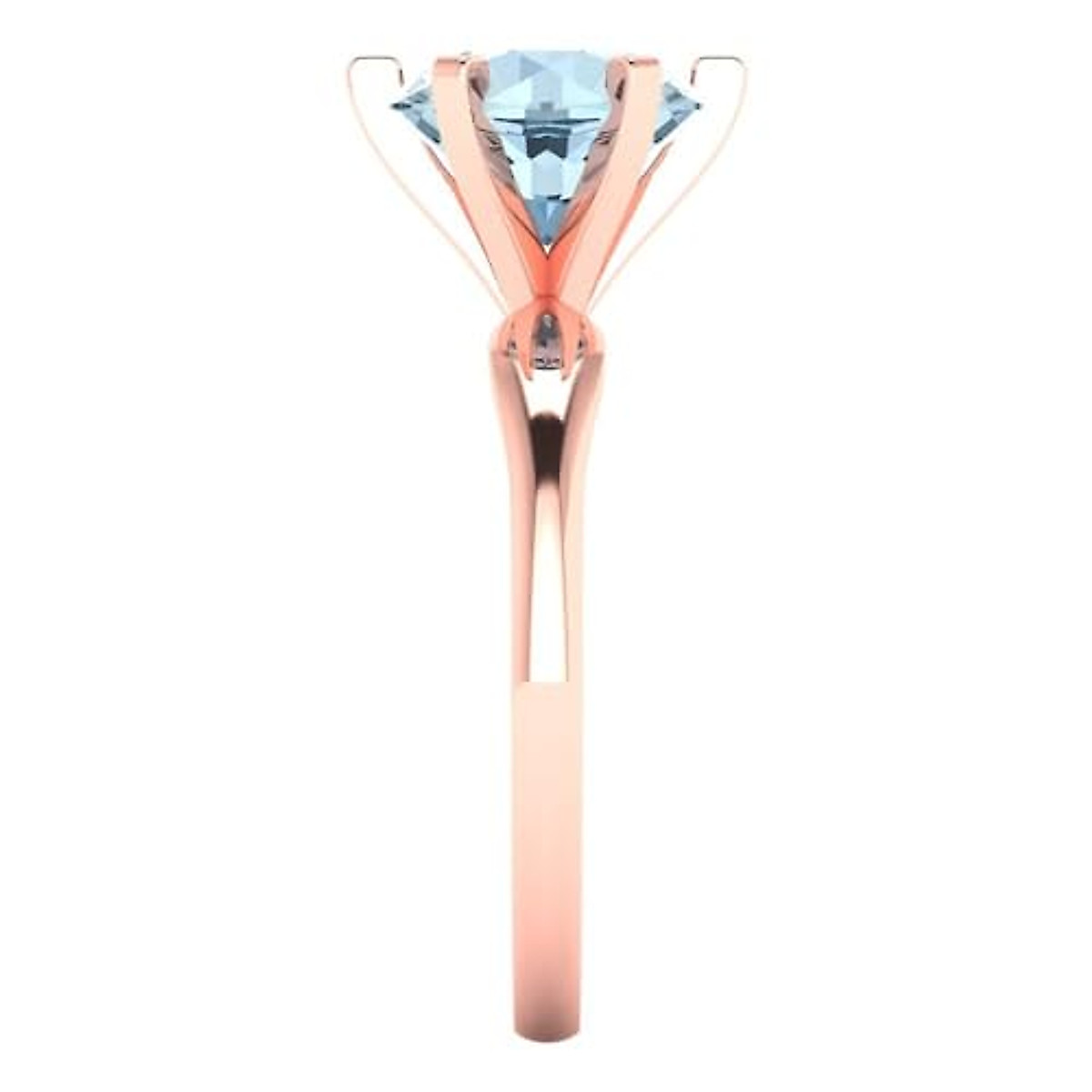 Clara Pucci 2.50ct Round Cut Solitaire Natural Aquamarine Excellent Engagement Bridal Promise Anniversary Ring in 18K Rose Gold Size 3.5