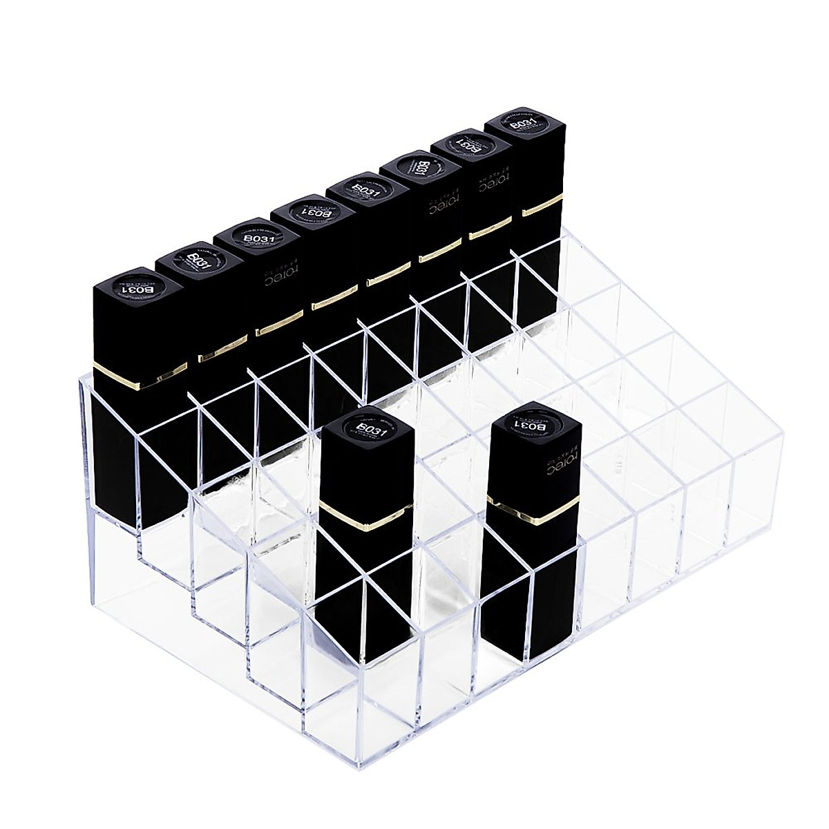 HBlife Lipstick Holder, 40 Spaces Clear Acrylic Lipstick Organizer Display Stand Cosmetic Makeup Organizer for Lipstick, Brushes, Bottles, and More