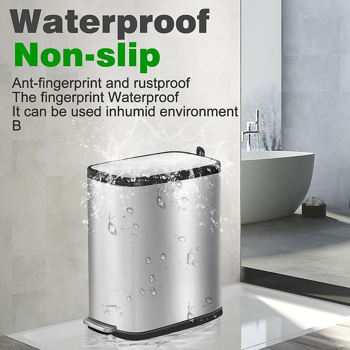 IRISVO Small Bathroom Trash Can with Air Freshener Soft Close Lid, 6L/1.6 Gal Slim Stainless Steel Trash Can, Step Pedal Garbage Can with Removable Inner Bucket for Bathroom, Bedroom, Toilet（Silver）