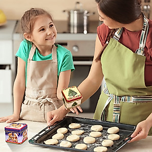 12 Pieces Christmas Cookie Tins Xmas Square Candy Tinplate Tins Large Capacity Retro with Lids Cookie Containers for Storing Candies Biscuits Treat Tea Small Gift and More (Cute)