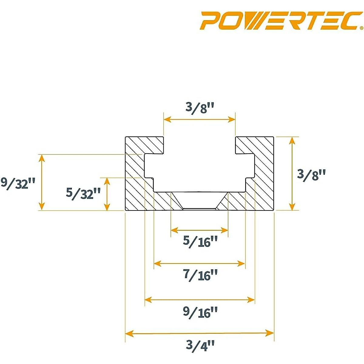 POWERTEC 71694 1-33/64" T-Track Inline and Short Stop Kit, T Track Stop Block for T-Track Woodworking, Sanding, and Routing, 4 Count, Pack of 1