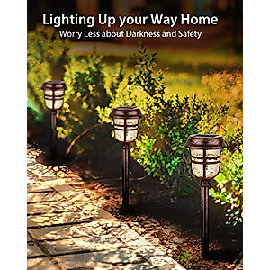 XMCOSY+ Solar Pathway Lights Outdoor, 6 Pack RGBW Solar Outdoor Lights, Auto On/Off IP65 Solar Lights Outdoor Waterproof, LED Solar Garden Lights Outdoor for Landscape Patio Lawn Driveway & Walkway