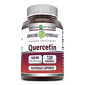 Amazing Formulas Quercetin 500mg 120 Veggie Capsules Supplement - Non-GMO - Gluten Free - Supports Overall Health & Well Being