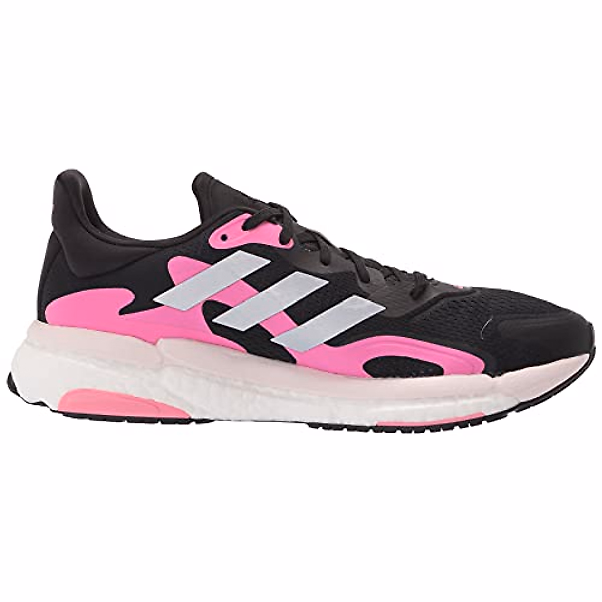adidas womens Solar Boost 21 Running Shoes, Black/Screaming Pink/Halo Silver, 5.5 US
