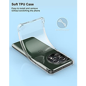 Foluu for OnePlus 11 Case, for OnePlus 11 Phone Case Clear, Scratch Resistant Reinforced Corners TPU Rubber Soft Skin Silicone Protective Case Cover for OnePlus 11 2023 (Crystal Clear)