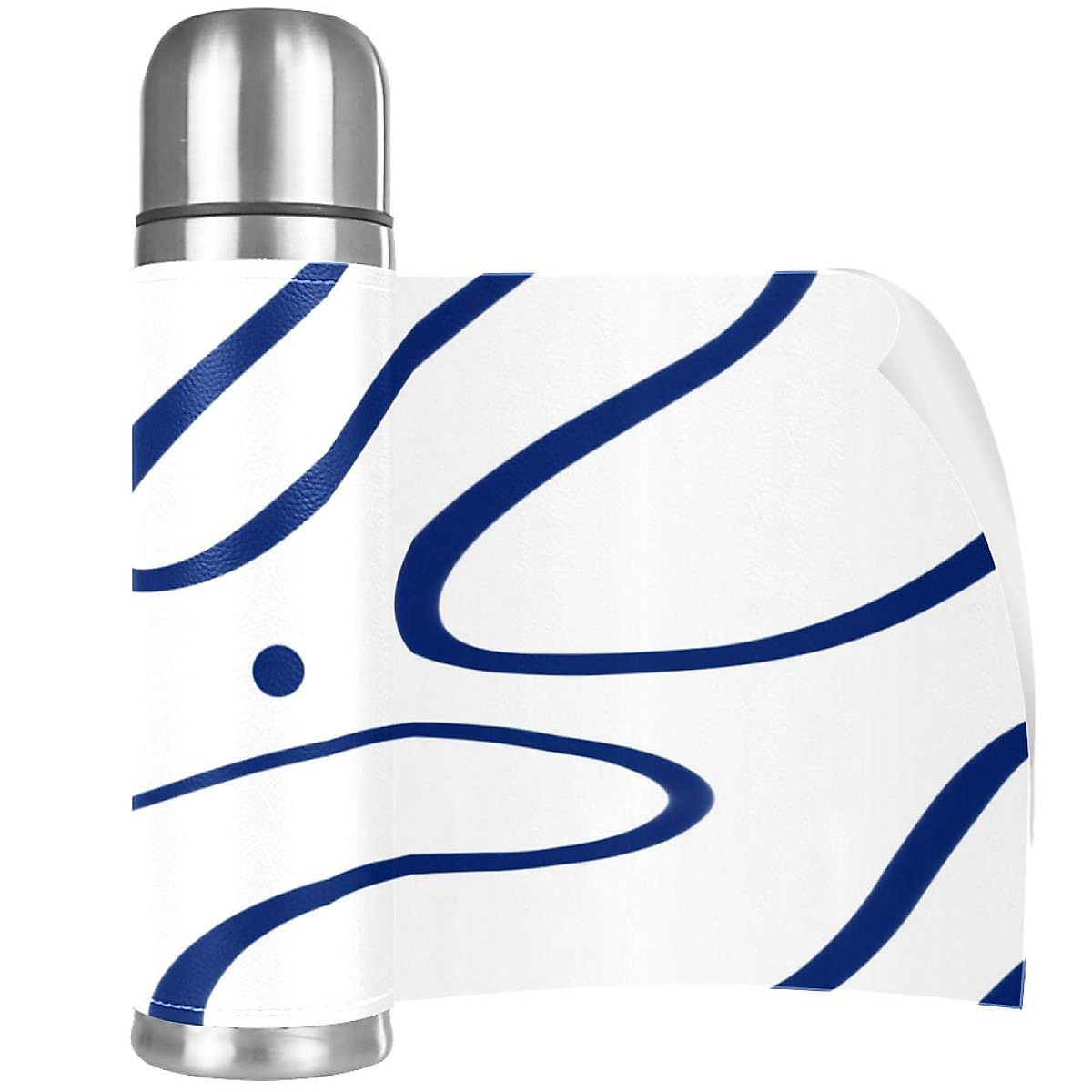 Stainless Steel Leather Vacuum Insulated Mug Line Thermos Water Bottle for Hot and Cold Drinks Kids Adults 16 Oz