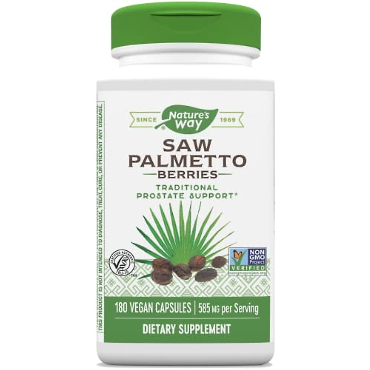 Nature's Way Saw Palmetto Berries; 585 mg; Non-GMO Project Verified; TRU-ID Certified; 180 Vcaps