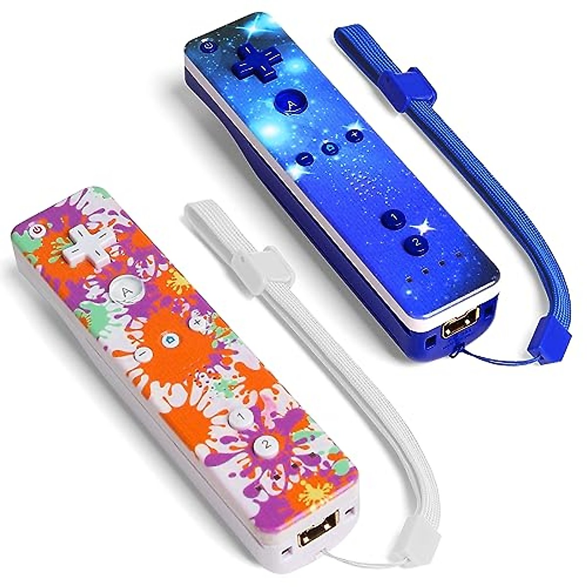 Yosikr Wii Controller 2 Pack, Wii Remote Controller with Silicone Case and Wrist Strap Compatible for Wii/Wii U Console - Starrysky and Graffiti