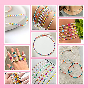 Gionlion 22000Pcs Bracelet Making Kit 4 Boxes - 72 Colors 8/0 Glass Seed Beads and Letter Beads Friendship Bracelet Kit with Crafts Charms for Bracelets Necklace Earring Making