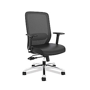 HON Exposure Task Mesh High-Back Computer Chair with Leather Seat for Office Desk, Black (HVL721)