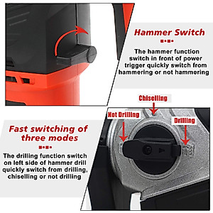 AOBEN Rotary Hammer Drill with Vibration Control and Safety Clutch,13 Amp Heavy Duty 1-1/4 Inch SDS-Plus Demolition Hammer for Concrete-Including 3 Drill Bits,Flat/Point Chisels.