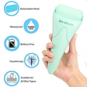Ice Roller for Face and Body Massage, Facial Roller Skin Care Tool for Reduce Wrinkles and Puffiness, Migraine Pain Relief and Skin Tighten, Cold Therapy for Cooling and Calming(Green)