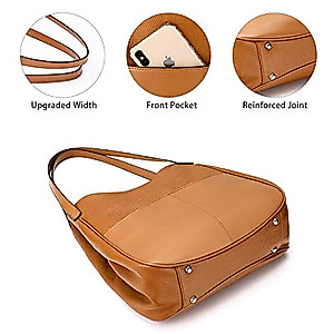 S-ZONE Women Shoulder Bag Leather Hobo Purse Medium Handbag Multi-pocket Tote with Tassel