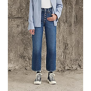 Levi's Women's Snap Ribcage Straight Ankle Jeans, (New) Dark Indigo Worn in, 31