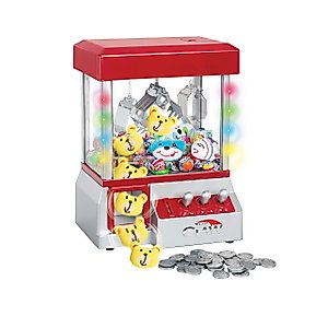 Claw Machine - Arcade Mini Toy Grabber Machine for Kids - Candy Machine- Retro Carnvial Music & Flashing Lights- Best Birthday Gift Game. Use Gumballs, Candy, Toys, or Small Prizes (Red)