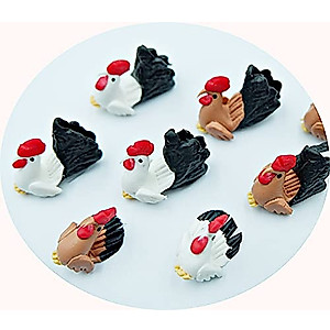 Mixed 2 Colour Lot of 12 Miniature Animal Chicken Outdoor Patio Decor Fairy Garden Supplies Animal Figurine Furniture Dollhouse
