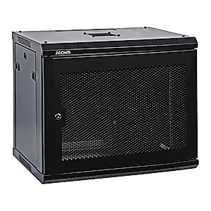 9U Professional Wall Mount Network Server Cabinet Enclosure 19-Inch Server Network Rack Meshed Door Low-Profile Black