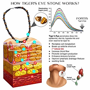 lunhaifi Fortis Marvik Chalcedony Beaded Necklace, Fortis Chalcedony Beaded Necklace, Natural Tiger Eye Beads Beaded Necklace Chain for Men/Women Effective Body Detoxification (2Pcs)