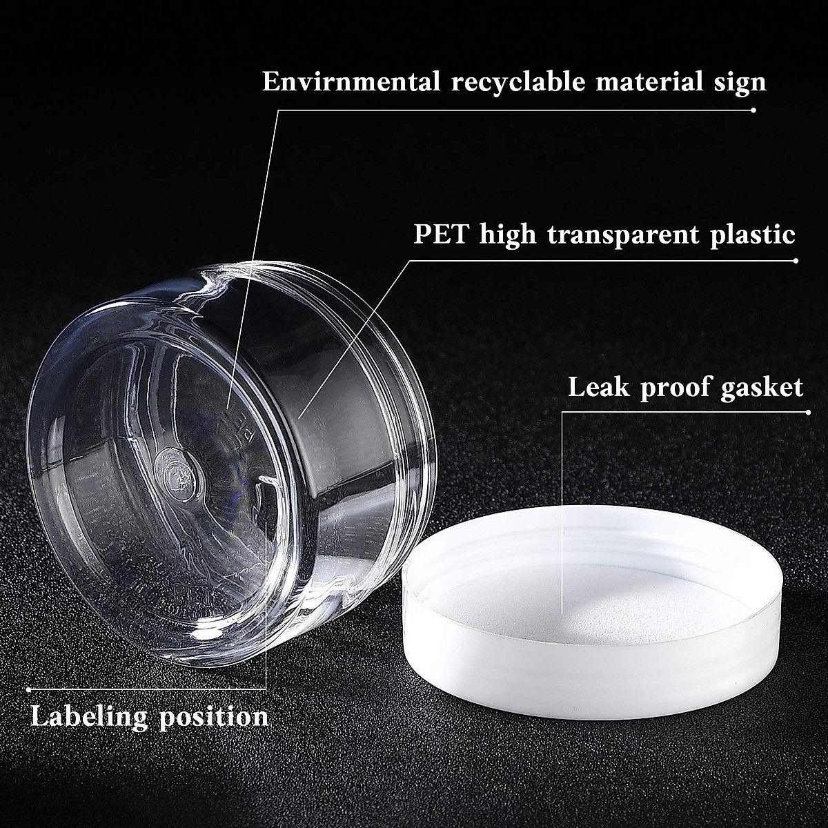 4 Pieces Round Clear Wide-mouth Leak Proof Plastic Container Jars with Lids for Travel Storage Makeup Beauty Products Face Creams Oils Salves Ointments DIY Making or Others (White, 4 Ounce)