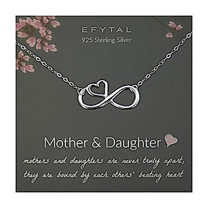 EFYTAL Mother Daughter Jewelry, Sterling Silver Mother Daughter Necklace, Daughter Gifts from Mom, Birthday Gifts for Daughter, Mother to Daughter Gifts from Mom, Gifts for Daughters from Mothers