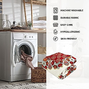 Chic Home CS5045-AN 10 Piece Aberdeen Large Scale Paisley Bohemian Reversible Printed with Embroidered Details. Queen Bed in a Bag Comforter Set Red