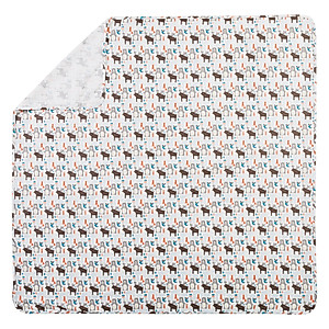 Scandi Forest Jumbo Deluxe Flannel Swaddle Blanket - Forest Animals Scatter Print Cotton Flannel, Gray, Brown, Blue, Orange and White, 48 in x 48 in