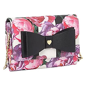 Betsey Johnson Dani Floral Printed Crossbody with Bow Black Floral One Size