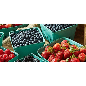 FMP Brands Pint Green Molded Pulp Fiber Berry Basket Produce Vented Container for Fruit and Vegetable, Farmer Market, Grocery Stores and Backyard Party, 44 Pack