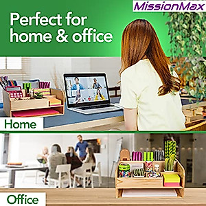 MissionMax Natural Pine Wood Desk Organizer with File Organizer