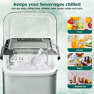 rosmena Bullet Ice Maker- 33 lb/24H Ice Machine, 9 Cubes in 7-8 Mins Ice Cube Maker with Self-Cleaning Function, Small Ice Maker Suitable for Home, Office, Kitchen, RV