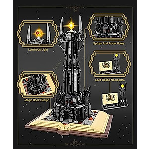 Snlywan Lord of Castle Architecture Building Blocks with LED Light for Adults and Kids,The King of Magic Rings Dark Tower,STEM Toy Gifts for Adults and Kids(969PCS)