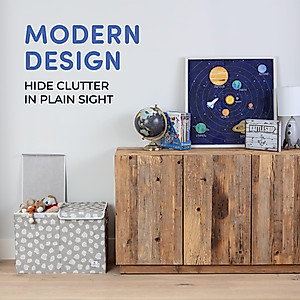 Toy Chest for Kids - Large Storage Chests with Detachable Organizer and Flip-Top Lid for Boys or Girls Nursery or Playroom Toys - Gray