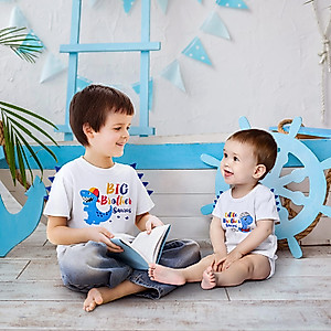 WAWSAM Big Brother Little Brother Matching Outfits Big Bro Little Bro Sibling Shirt Set Dinosaur Matching Outfit Gifts Included Big Bro. T Shirt Lil Bro Bodysuit Set