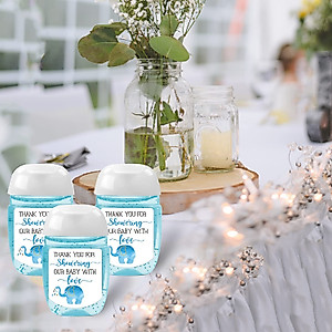 Hand Sanitizer Labels Thank You for Showering Our Little One with Love Stickers, Baby Shower Favor Stickers, Baby Shower Party Favors for Boy.