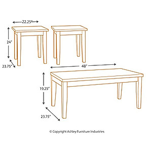 Signature Design by Ashley Maysville Faux Marble Top 3-Piece Table Set, Includes Coffee Table & 2 End Tables, Black