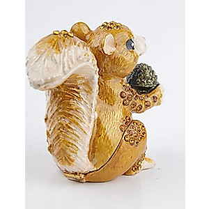 SEVENBEES Hand Painted Squirrel Jewelry Boxes Trinket Box Hinged Squirrel Figurine Gift for Women Girls