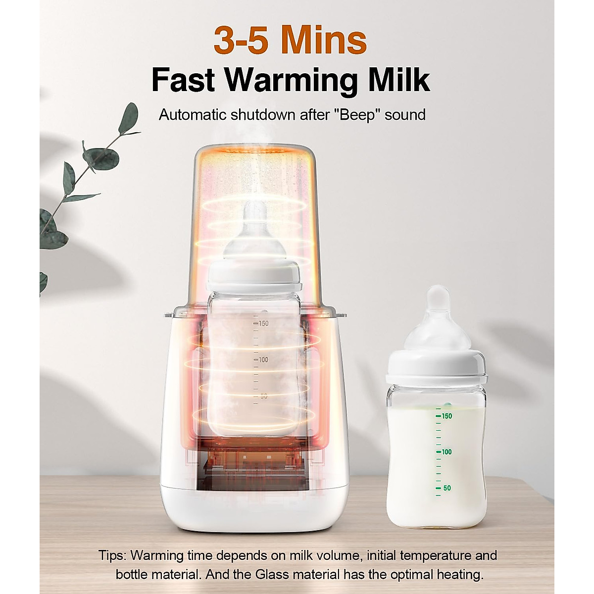 Bottle Warmer, Zooawa Fast Baby Bottle Warmer for Most Bottles, 10-in-1 Baby Milk Warmer with IMD LED Display & Smart Temperature Control, Bottle Warmers for Breastmilk and Formula, White