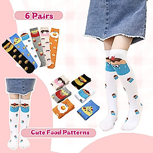 Gellwhu Girls Knee High Socks Gifts Cotton Mid Calf Long Boot Socks Stockings (E SET-6 Pairs)