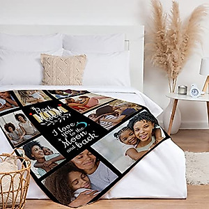 Lcyawer Customized Mother's Day Birthday Gifts, Custom Blanket with Photo, Personalized Blanket with Picture Collage, Unique Gifts for Mom from Daughter Son Husband, Valentines Day